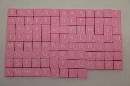 New Plastic Scrabble Tiles Letters Pink Plastic & Black Letter - 100 S ...